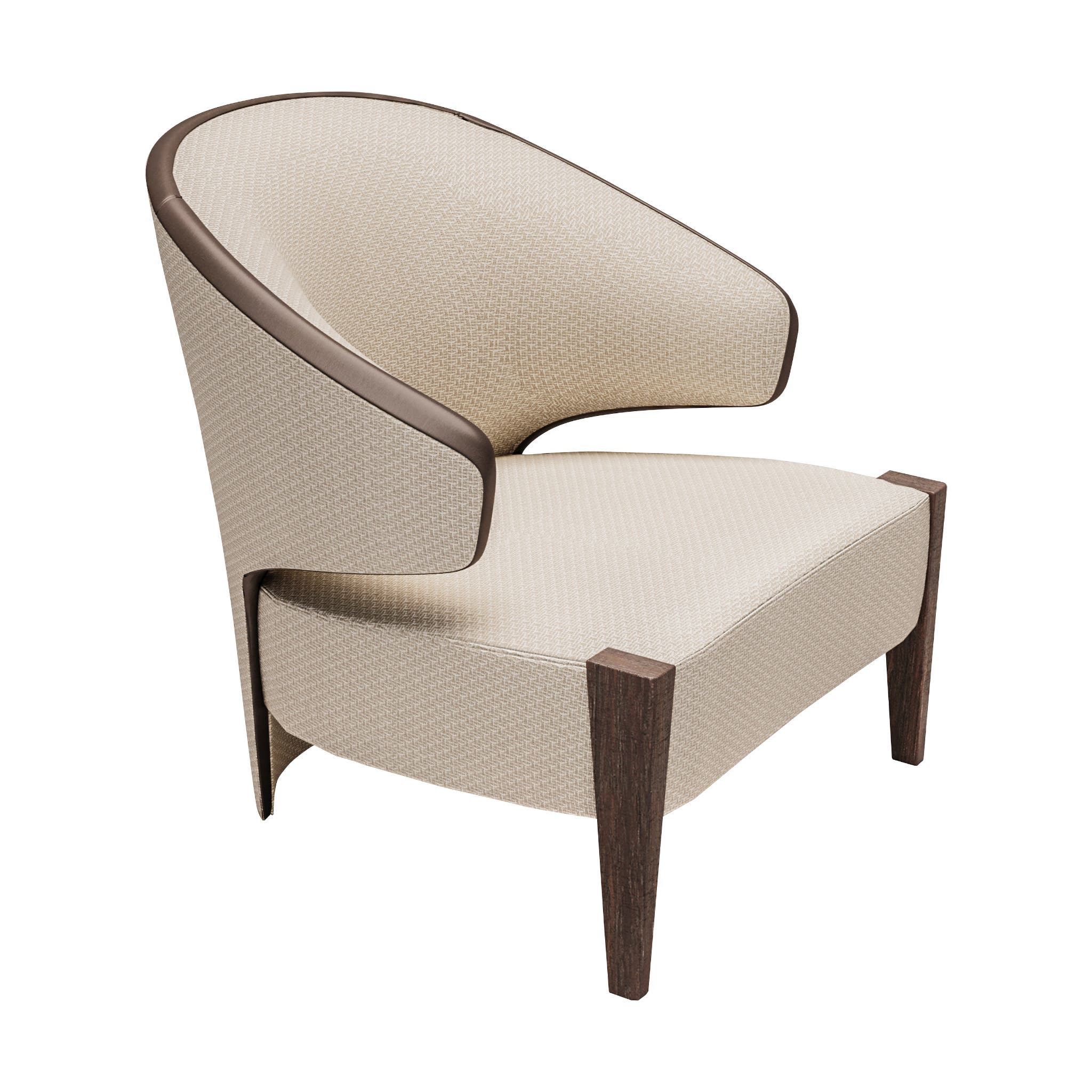 Seta club chair with leather decoration. Rubelli Casa